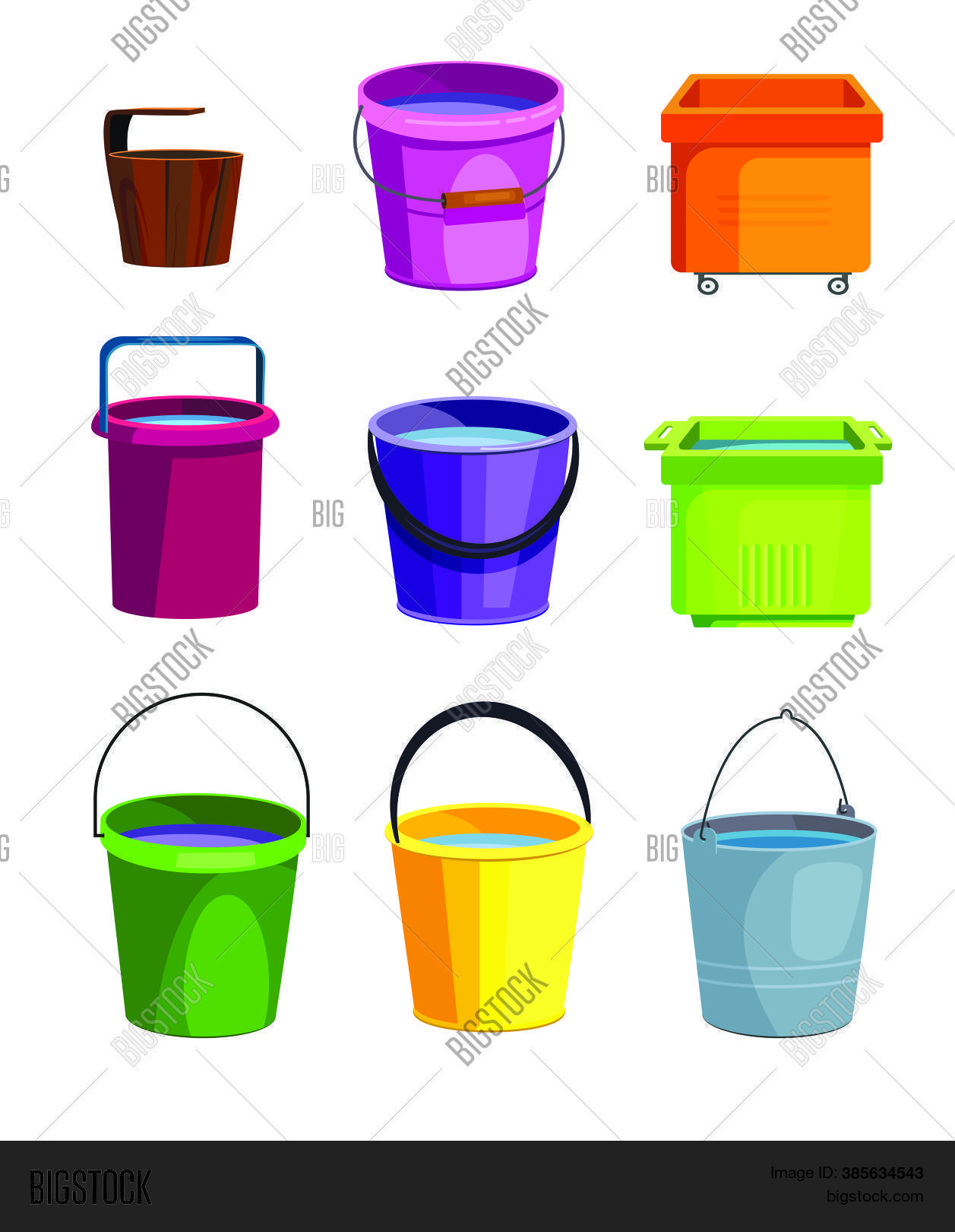 Colorful Buckets Set Vector & Photo (Free Trial) | Bigstock