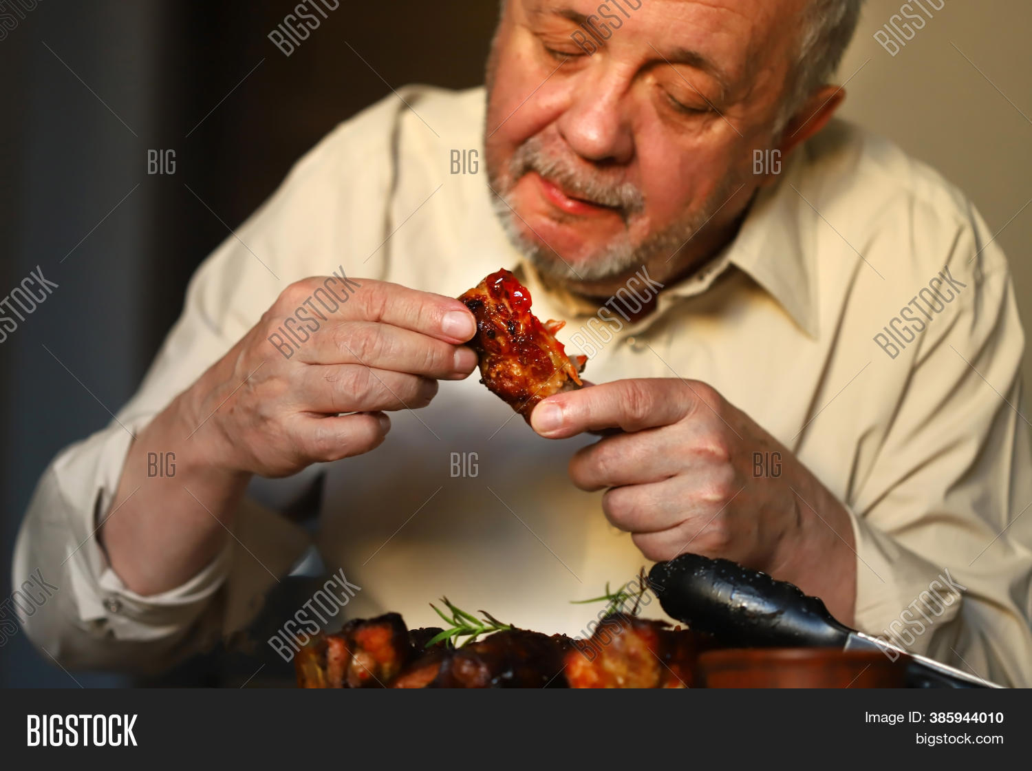 Man Eating Barbecue Image & Photo (Free Trial) | Bigstock