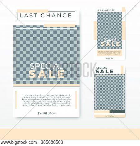 Set Of Minimalist Social Media Post Stories Template Design With Blank ...