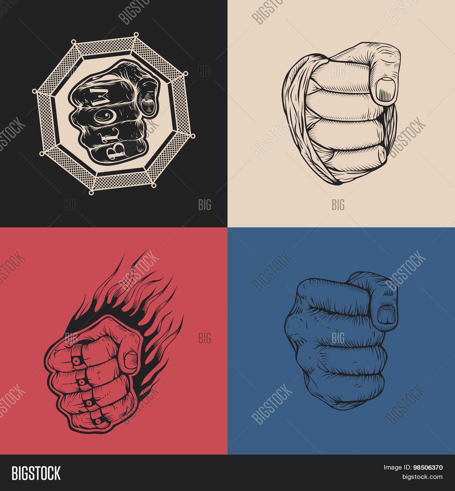 Set Four Images Fists Vector & Photo (Free Trial) | Bigstock