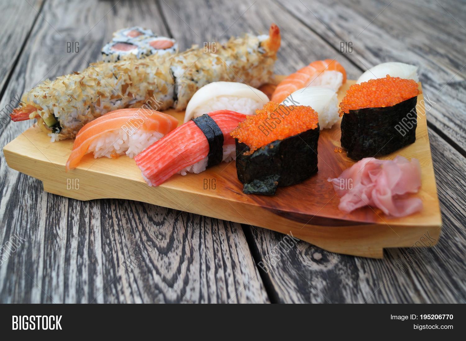 Sushi On Wood Table. Image & Photo (Free Trial) | Bigstock