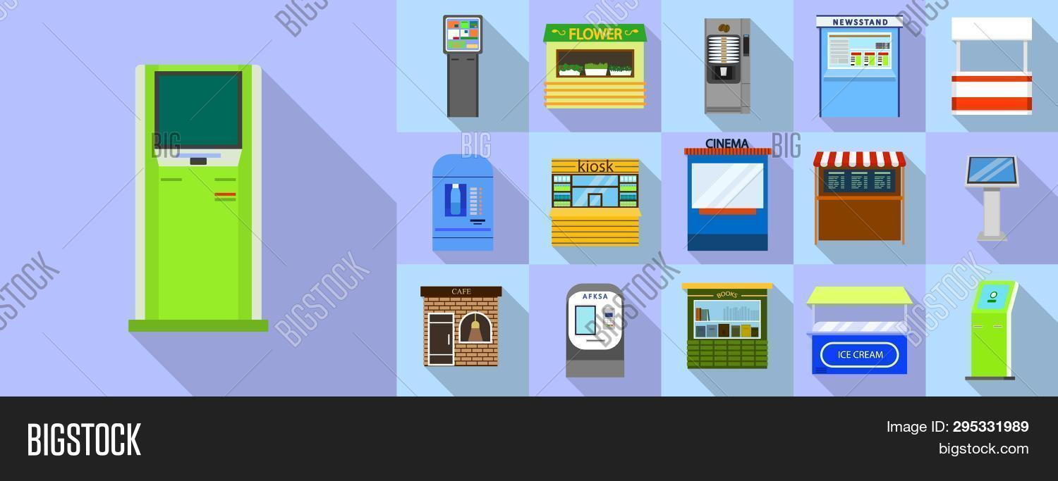 Kiosk Icons Set. Flat Image & Photo (Free Trial) | Bigstock