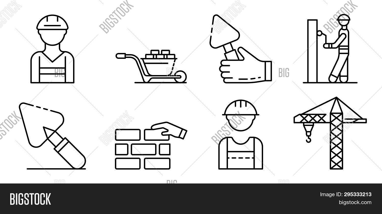 Masonry Worker Icons Image & Photo (Free Trial) | Bigstock