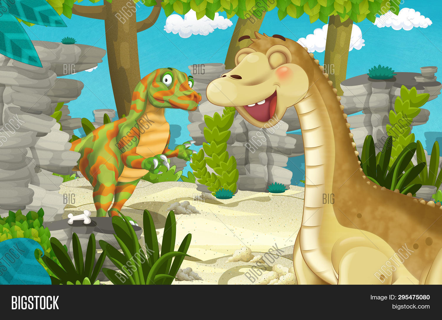 Cartoon Scene Dinosaur Image & Photo (Free Trial) | Bigstock