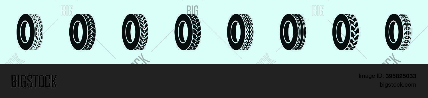 Set Tractor Tires. Vector & Photo (Free Trial) | Bigstock