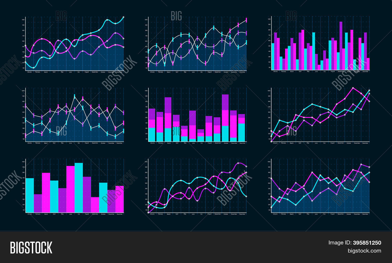 Graphs Diagrams Set On Image & Photo (Free Trial) | Bigstock