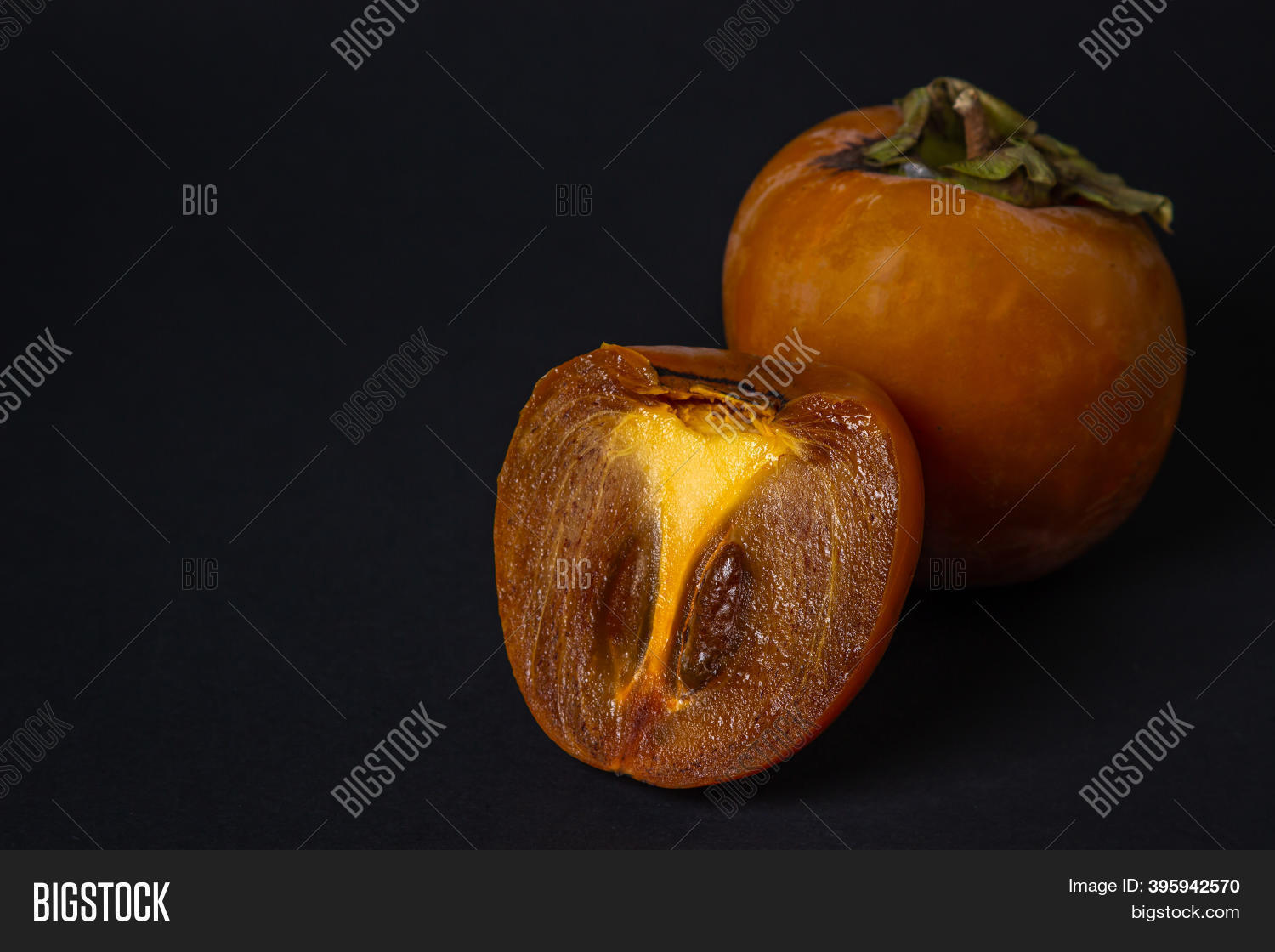 Persimmon On Black Image & Photo (Free Trial) | Bigstock