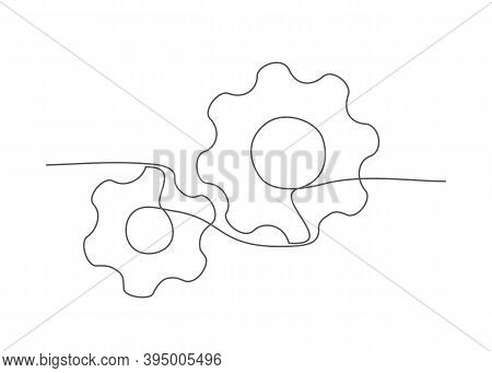 Gear One Line Drawing Vector & Photo (Free Trial) | Bigstock