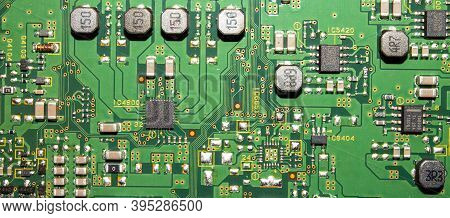 Electronic Green Printed Circuit Board.chip Background.texture Of A ...