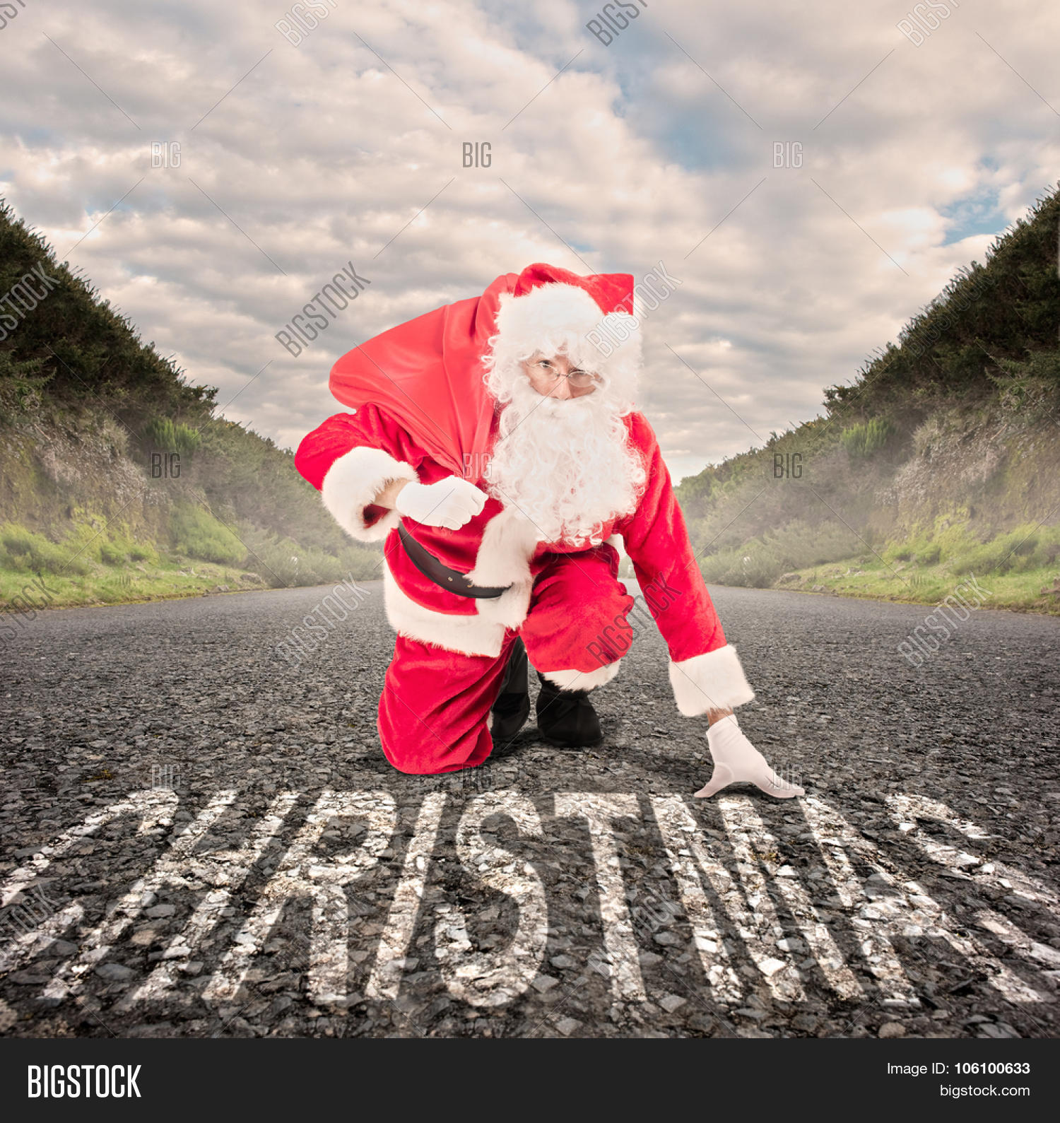 Santa Claus On Road Image & Photo (Free Trial) | Bigstock