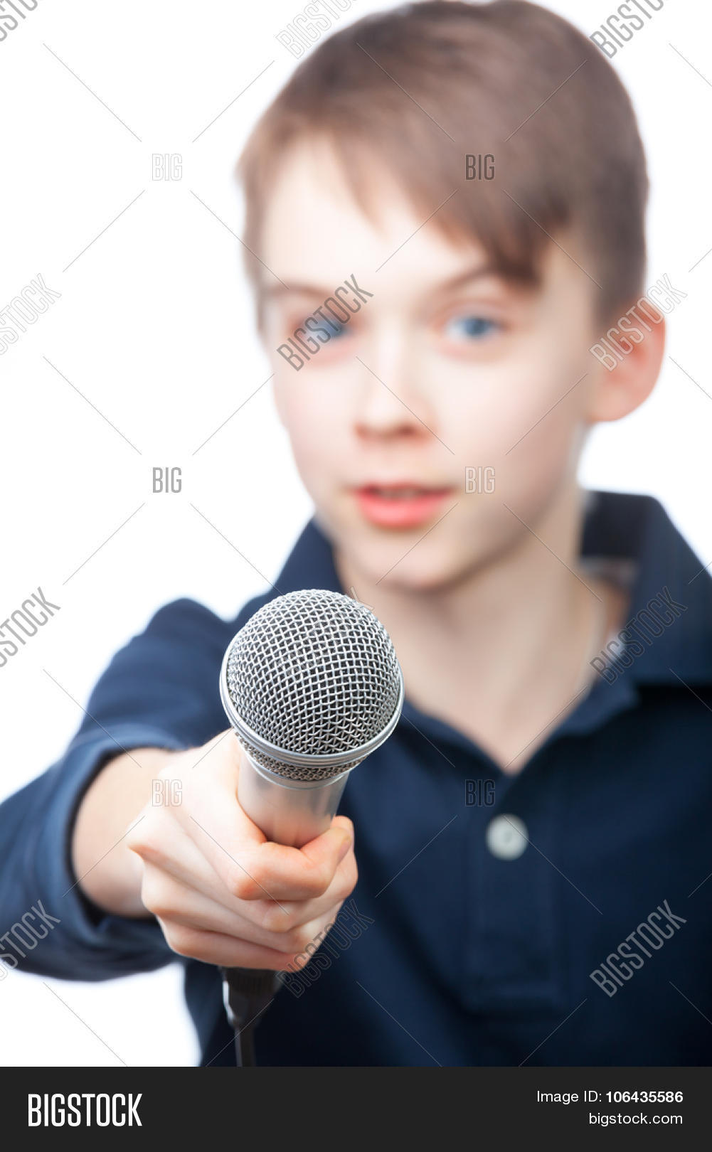 Boy Holding Microphone Image & Photo (Free Trial) | Bigstock