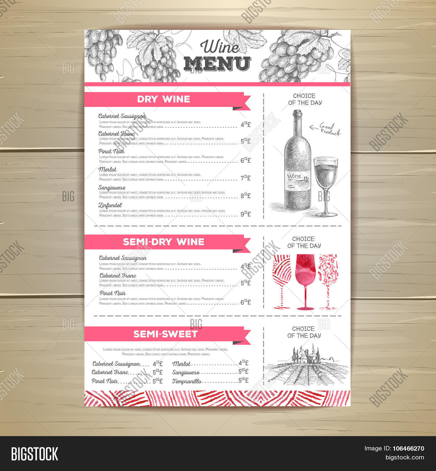 Vintage Wine Menu Vector & Photo (Free Trial) | Bigstock