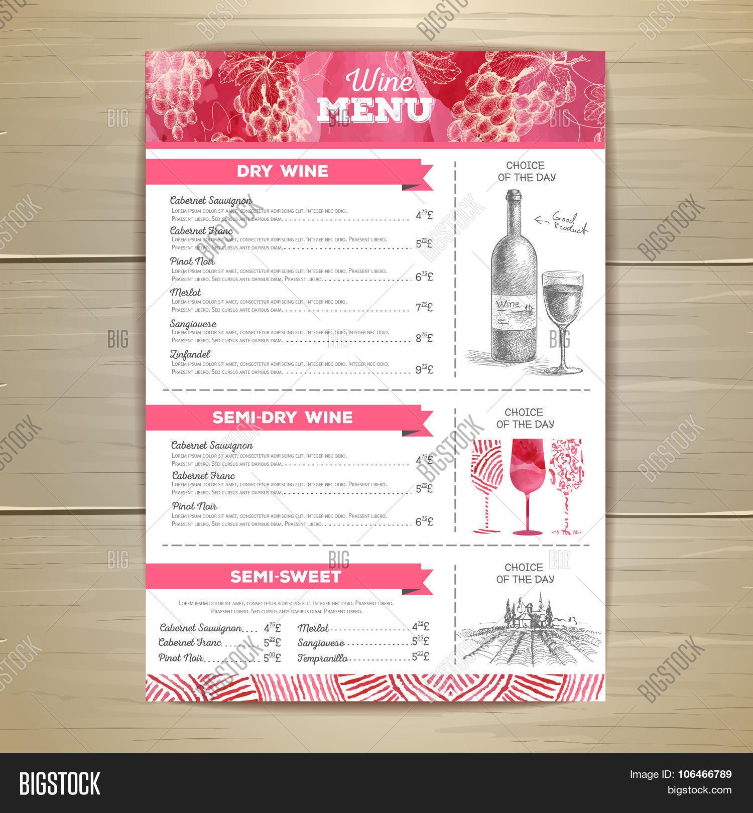 Vintage Wine Menu Vector & Photo (Free Trial) | Bigstock