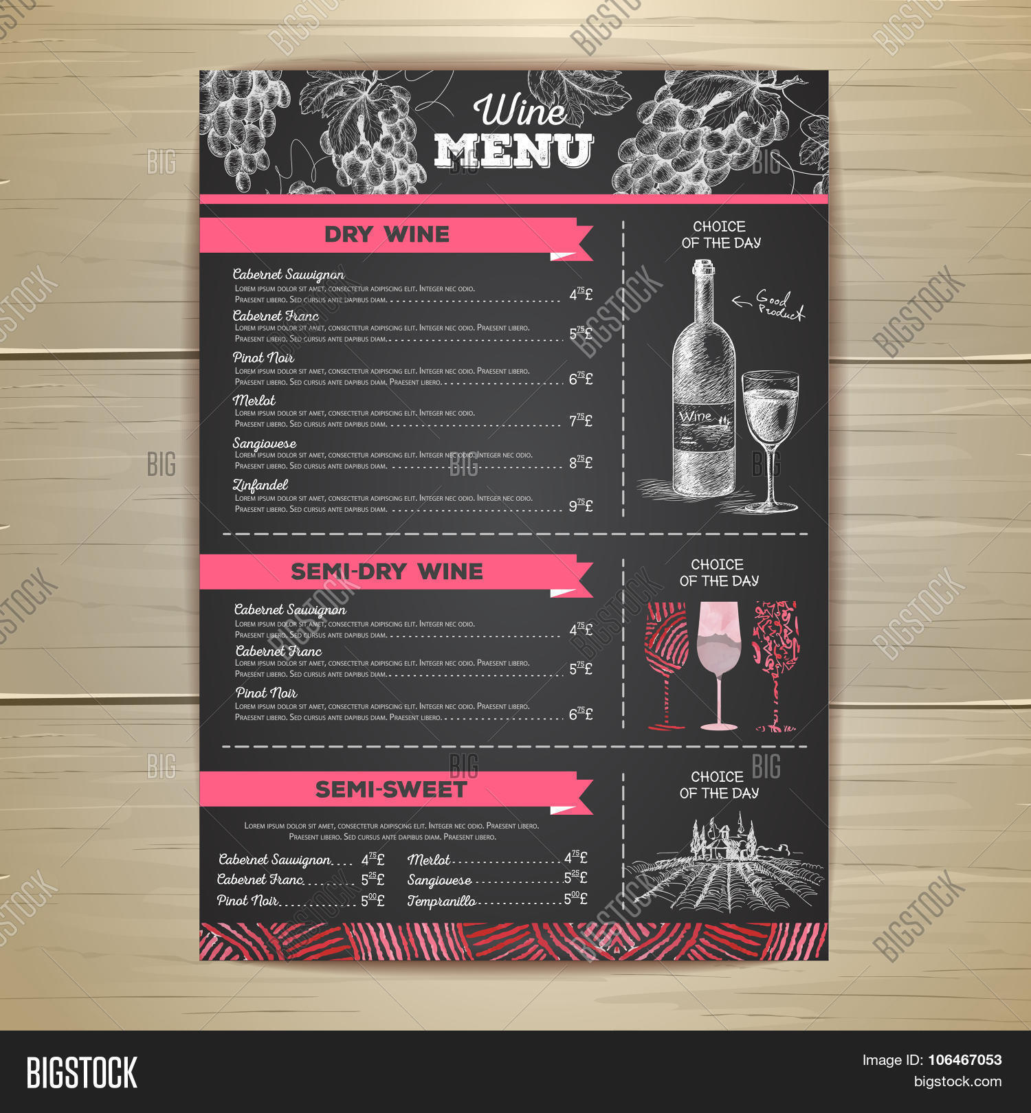 Vintage Wine Menu Vector & Photo (Free Trial) | Bigstock