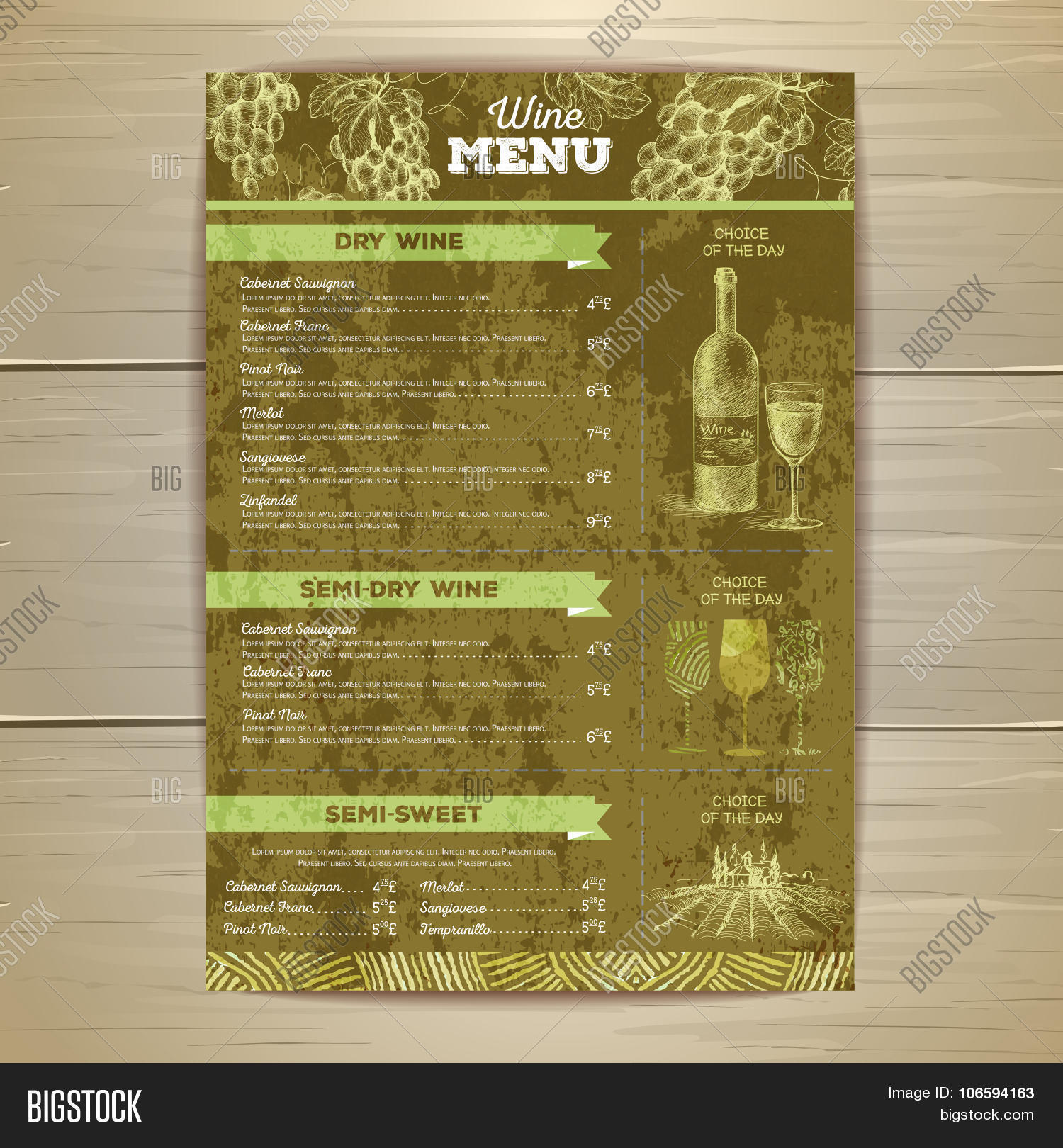 Vintage Wine Menu Vector & Photo (Free Trial) | Bigstock
