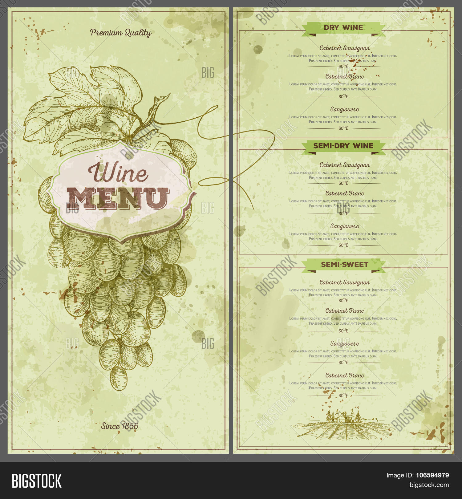 Vintage Wine Menu Vector & Photo (Free Trial) | Bigstock
