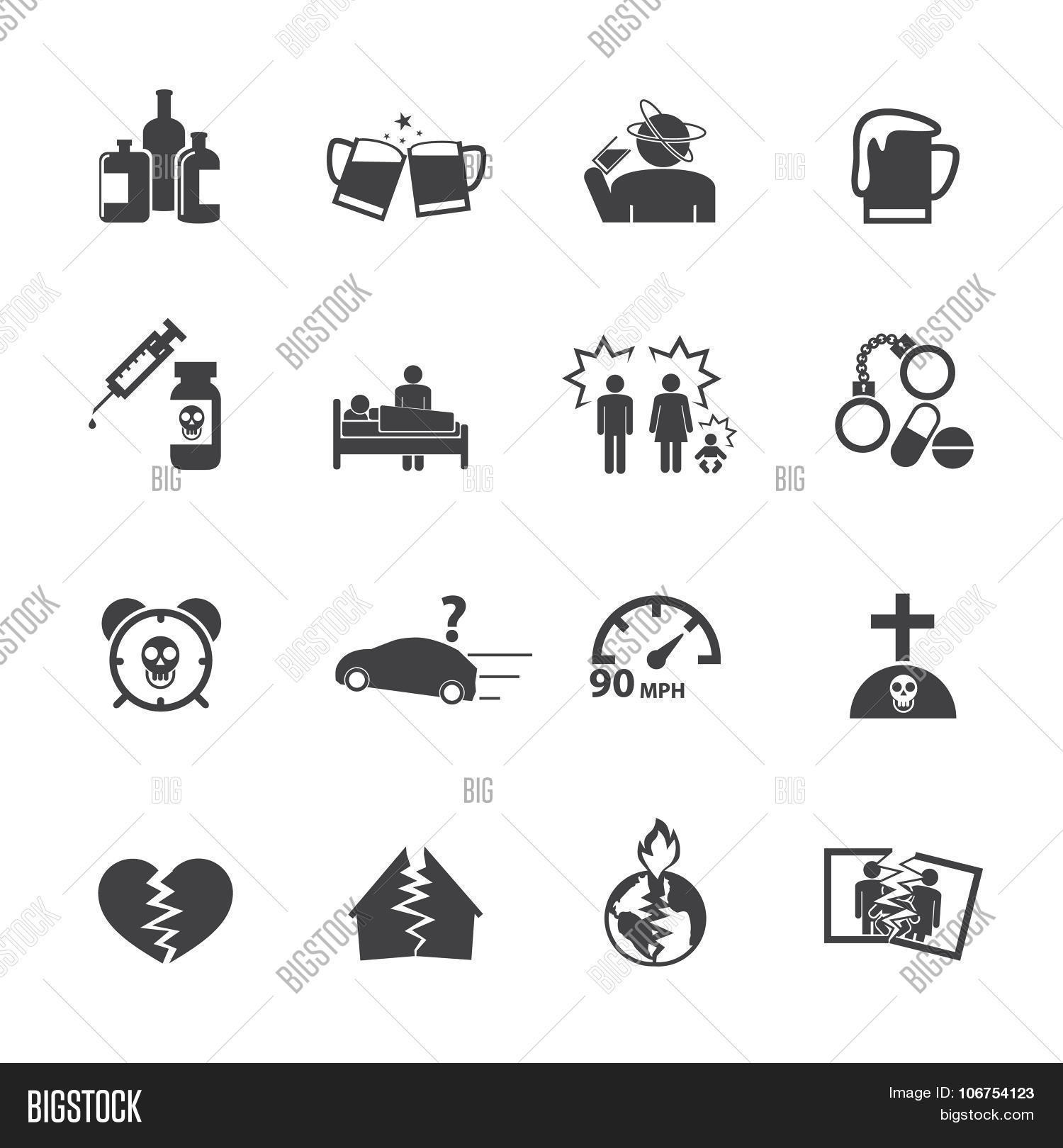 Alcoholism Icons Set Vector & Photo (Free Trial) | Bigstock