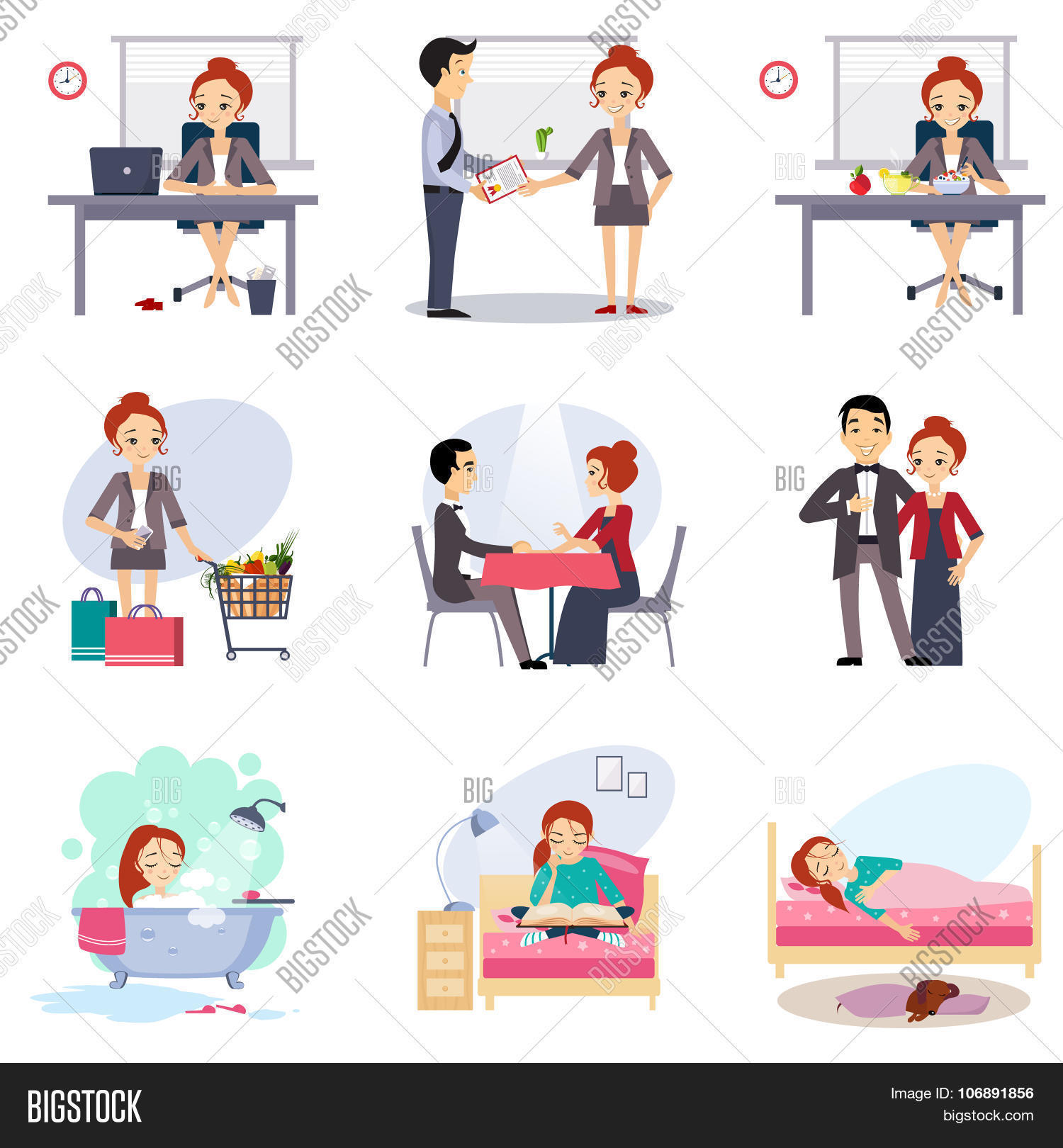 Daily Routine Vector Vector & Photo (Free Trial) | Bigstock