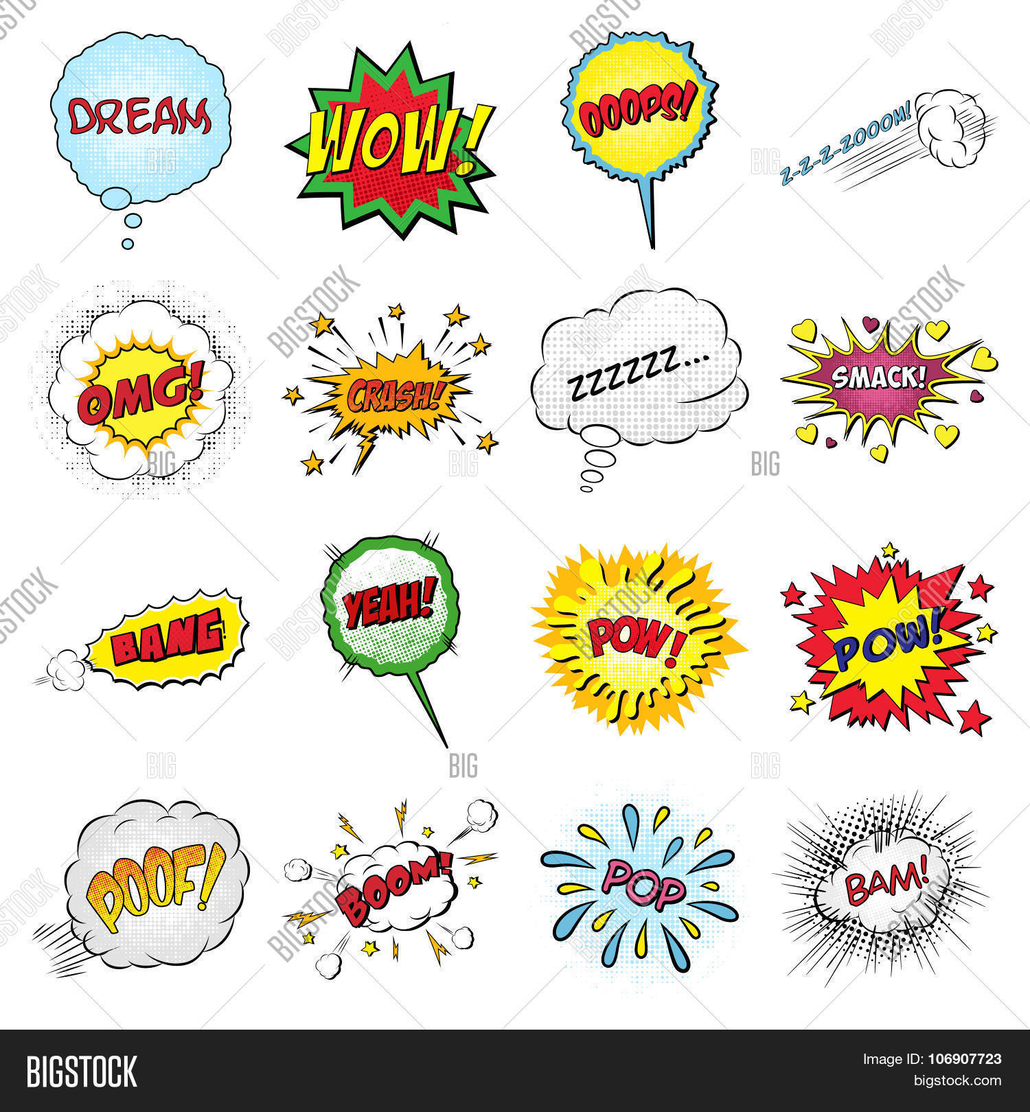 Set Comic Sound Vector & Photo (Free Trial) | Bigstock