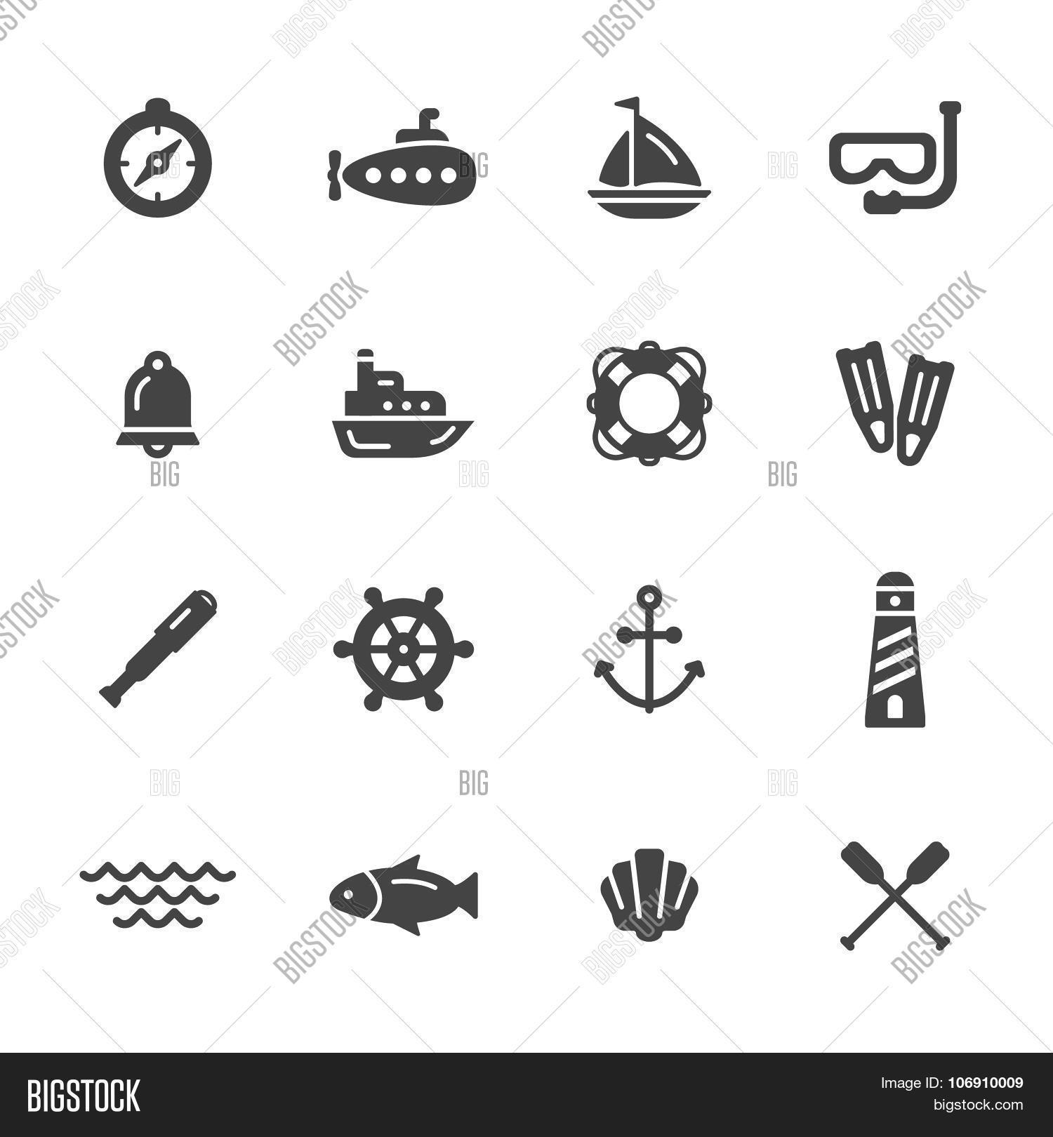 Nautical Icons Set Vector & Photo (Free Trial) | Bigstock