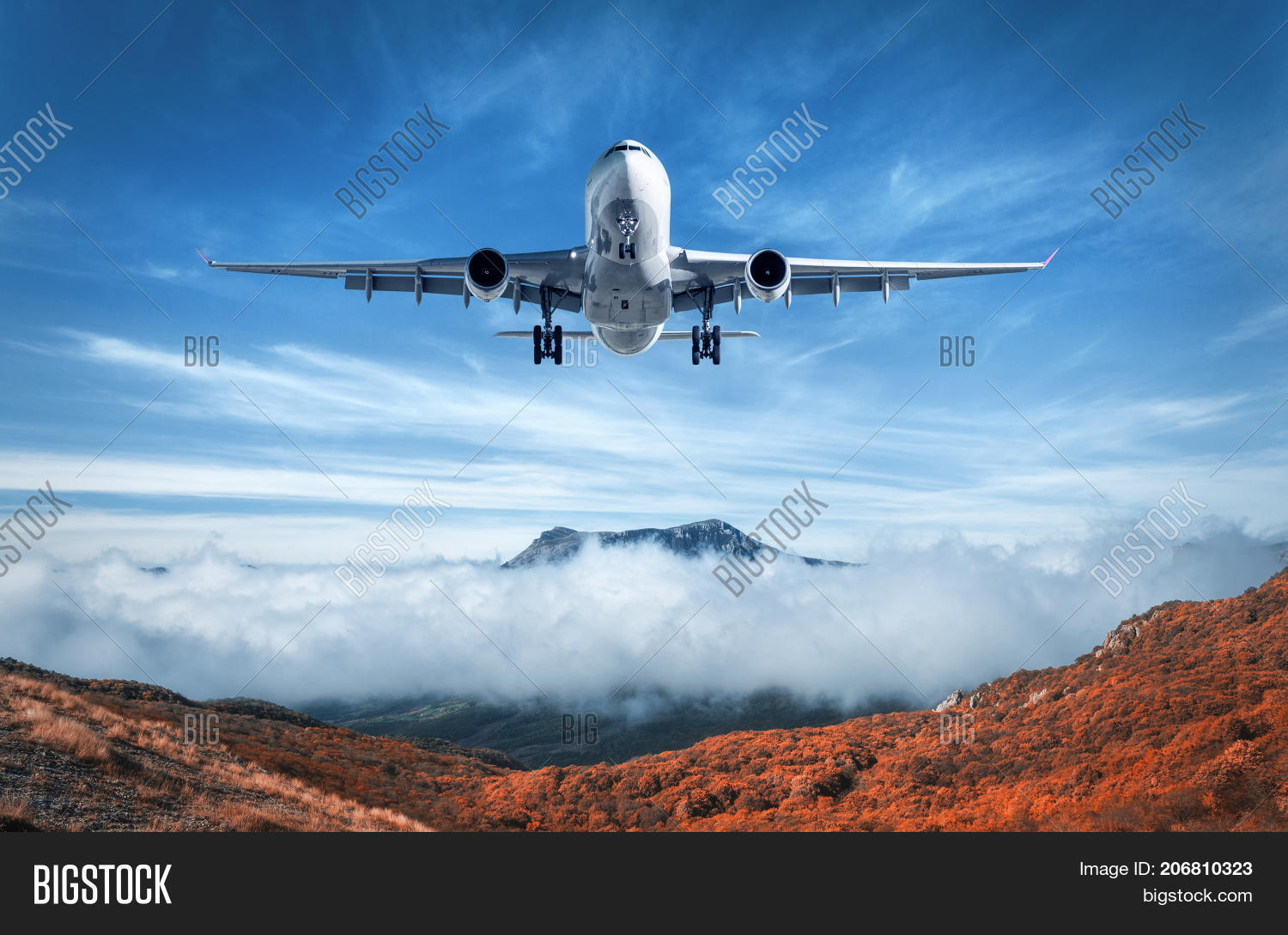 Airplane Flying Over Image & Photo (Free Trial) | Bigstock