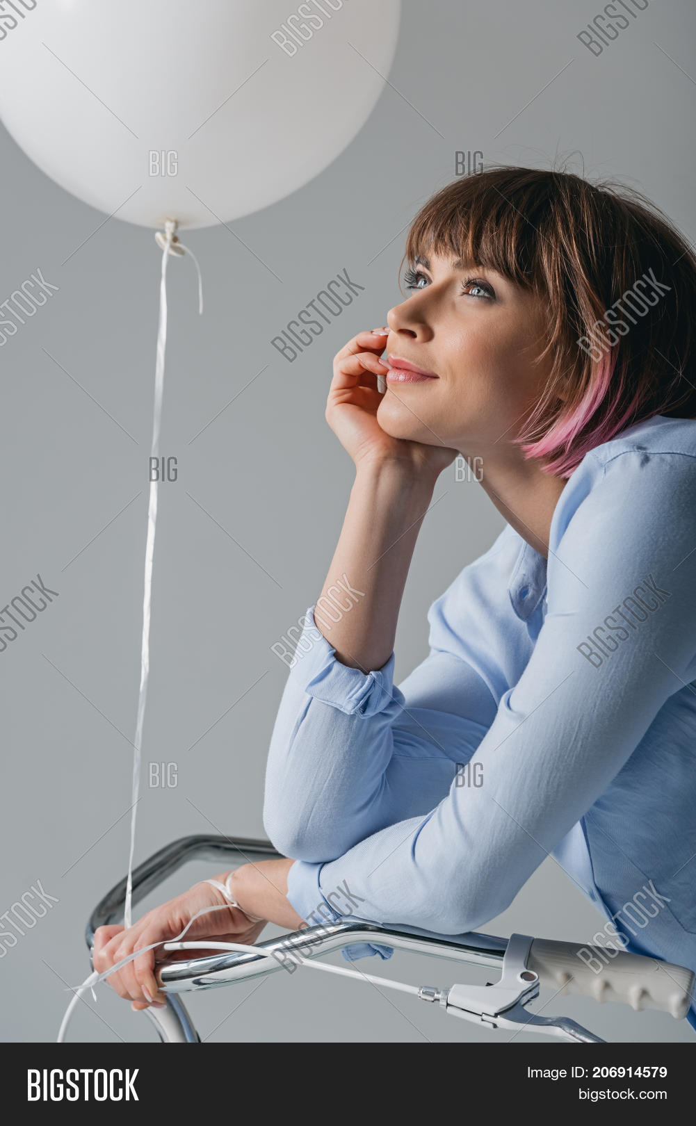 Girl On Bike Balloon Image & Photo (Free Trial) | Bigstock
