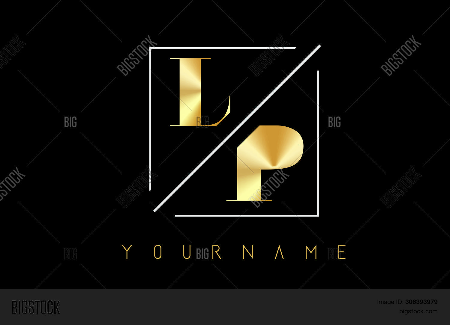 Lp Golden Letter Logo Vector & Photo (Free Trial) | Bigstock