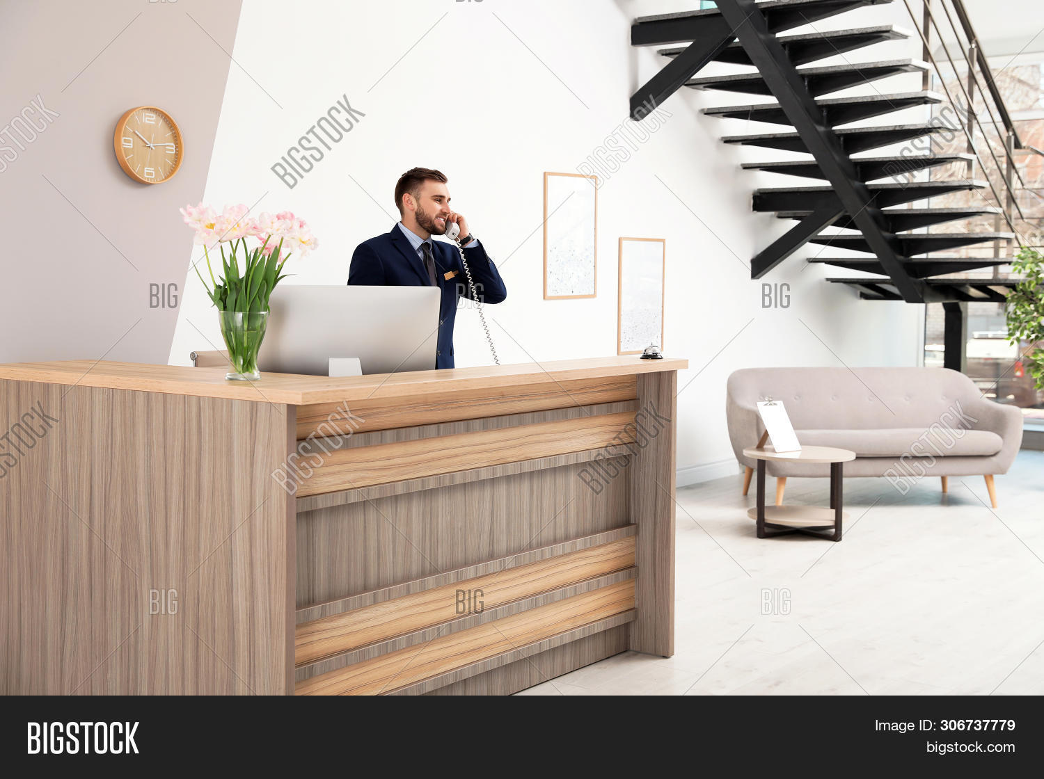 Receptionist Talking Image & Photo (Free Trial) | Bigstock
