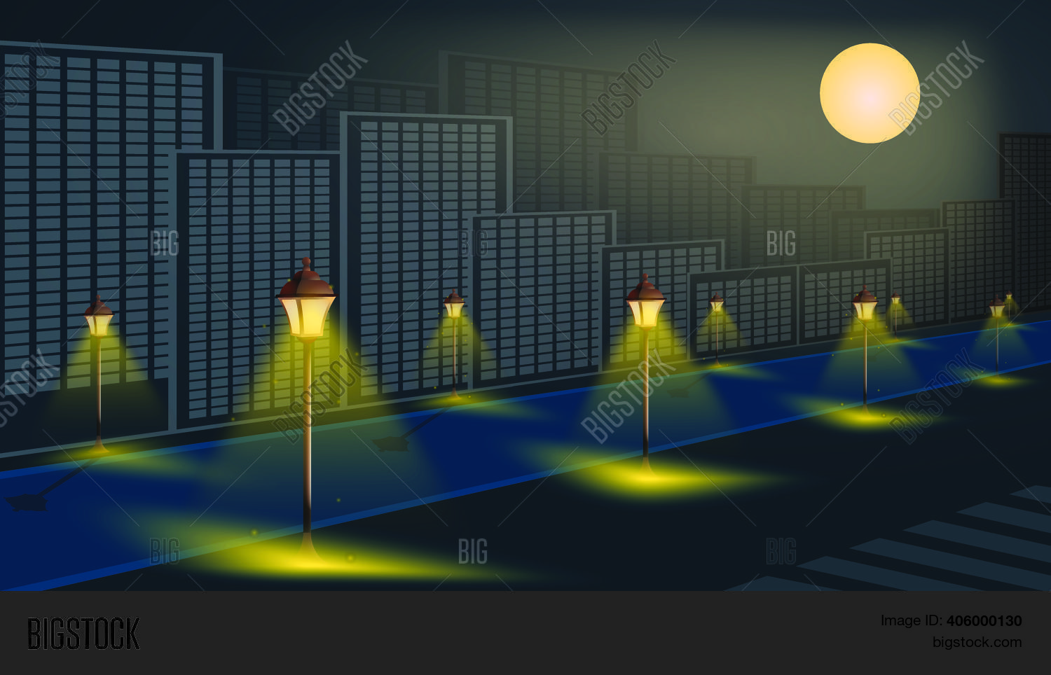 Street Lights On Vector & Photo (Free Trial) | Bigstock