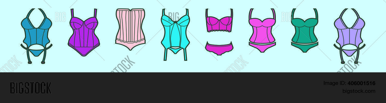 Set Bustier Cartoon Vector & Photo (Free Trial) | Bigstock