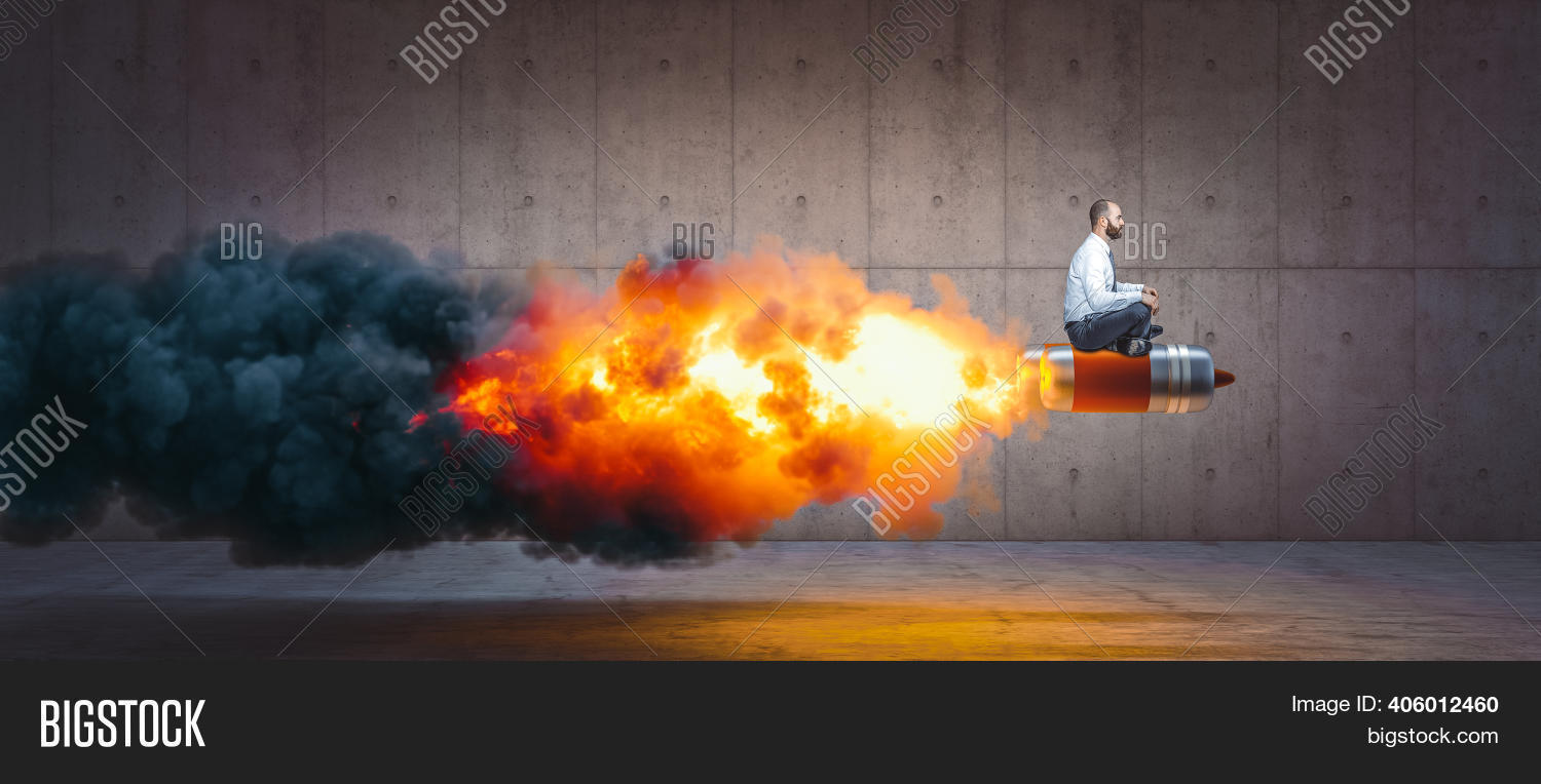 Man Sitting On Rocket Image & Photo (Free Trial) | Bigstock