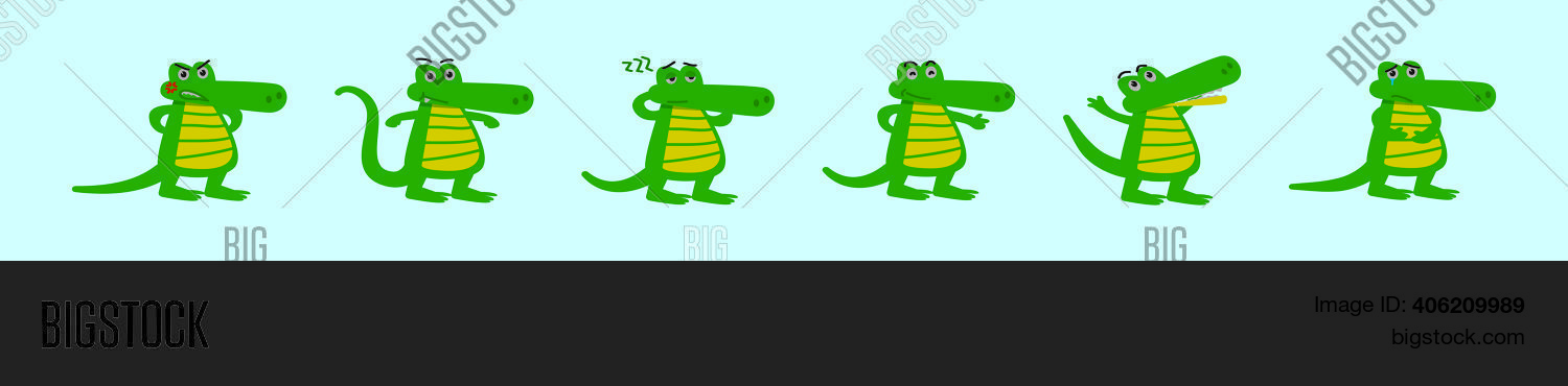 Set Gator Cartoon Vector & Photo (Free Trial) | Bigstock
