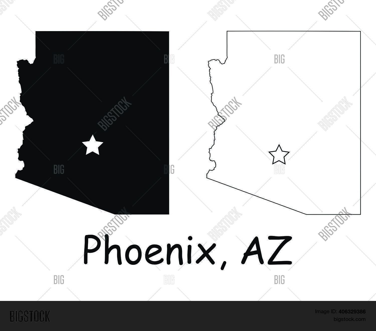Arizona Az State Map Vector & Photo (Free Trial) | Bigstock
