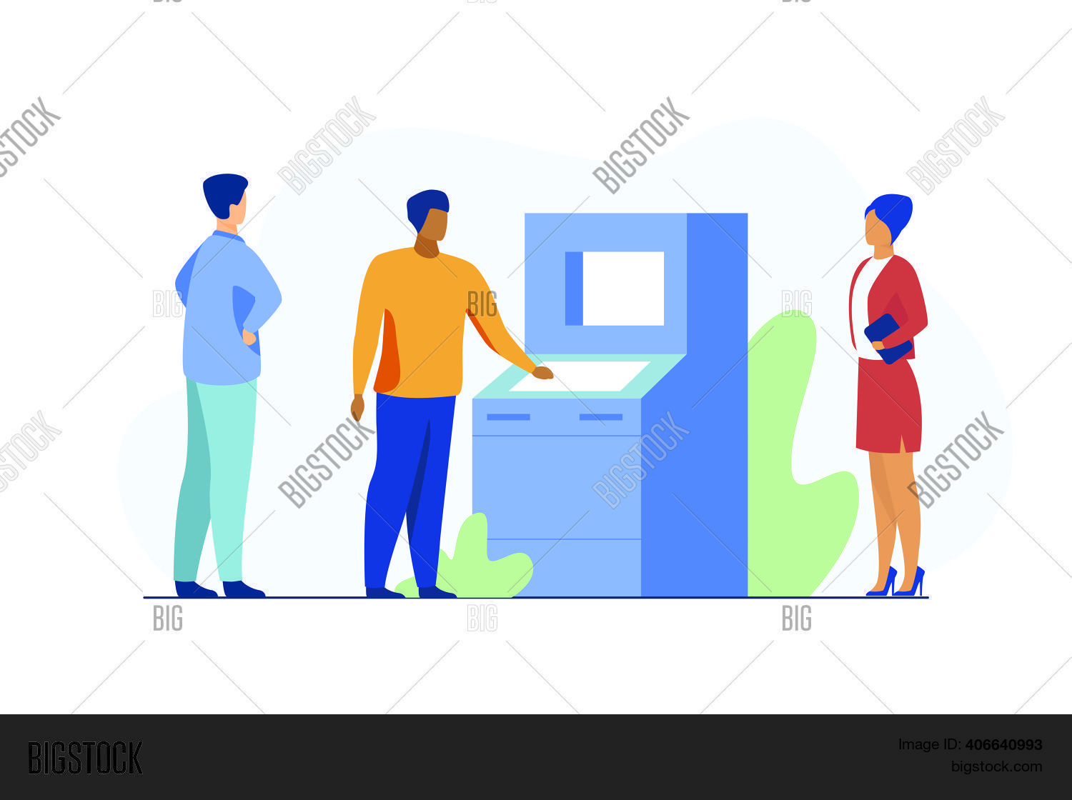 People Using Atm. Vector & Photo (Free Trial) | Bigstock