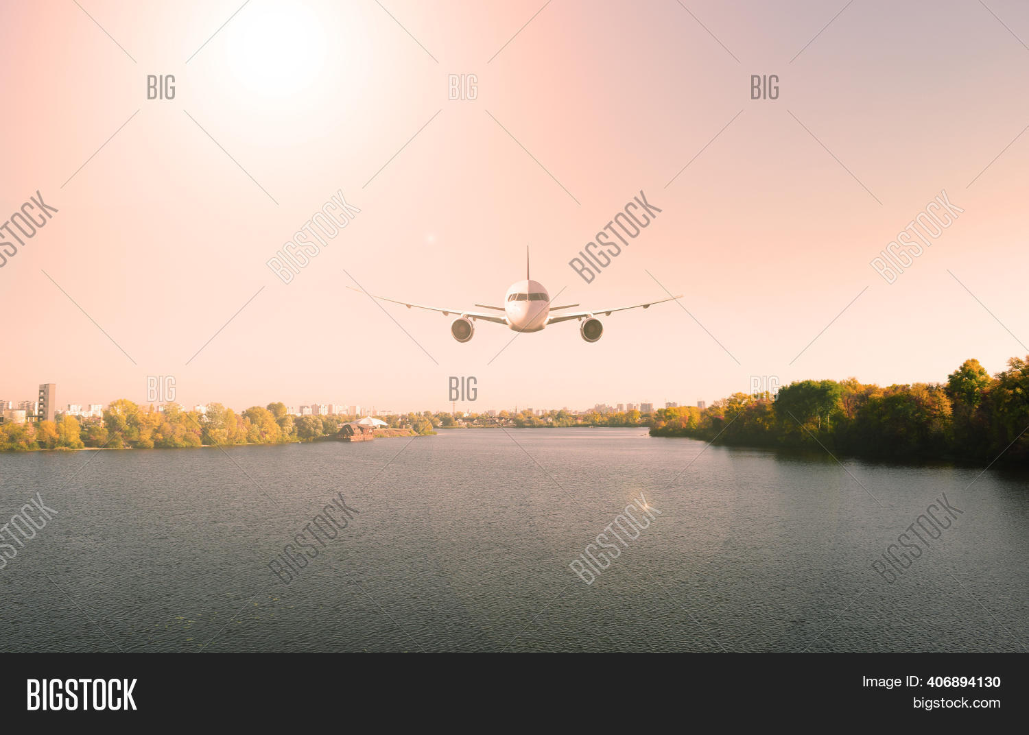 Plane Over Water River Image & Photo (Free Trial) | Bigstock