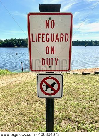 No Lifeguard Sign Lake Image & Photo (Free Trial) | Bigstock