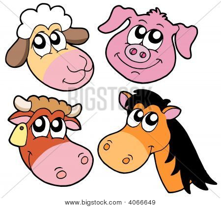 Farm Animals Heads Vector & Photo (Free Trial) | Bigstock