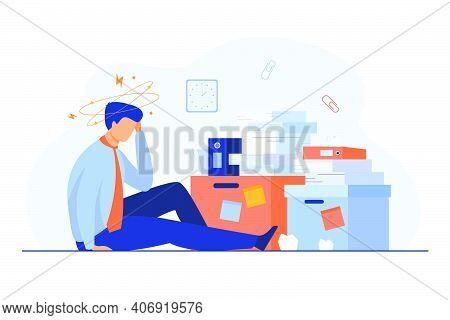 Tired Man Sitting On Vector & Photo (Free Trial) | Bigstock