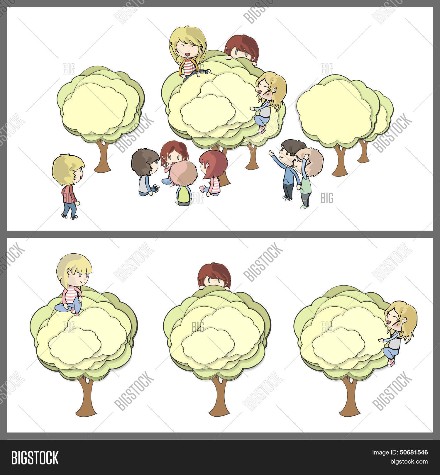 Kids Around Tree Over Vector & Photo (Free Trial) | Bigstock