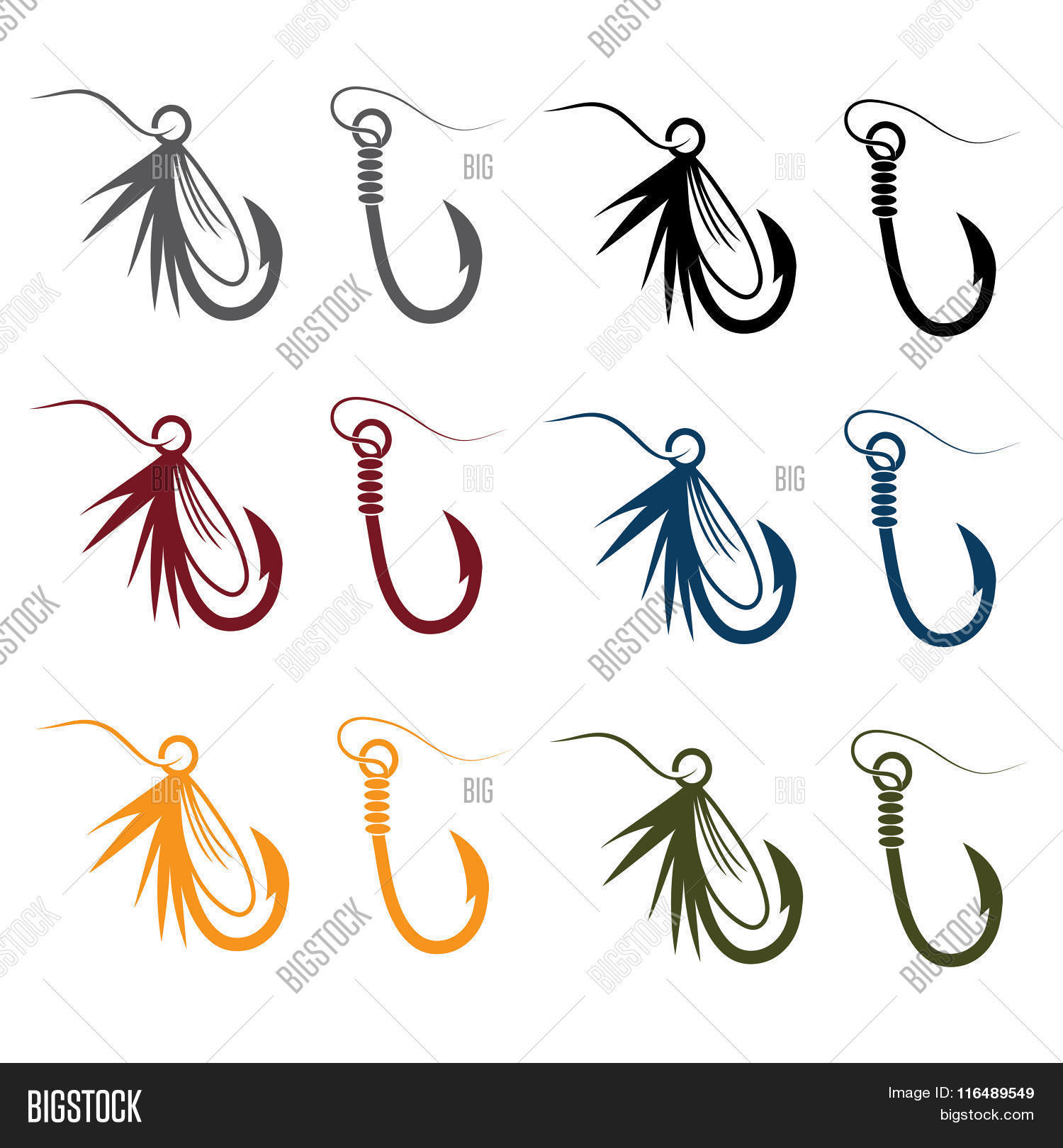 Set Fishing Hooks Vector & Photo (Free Trial) | Bigstock