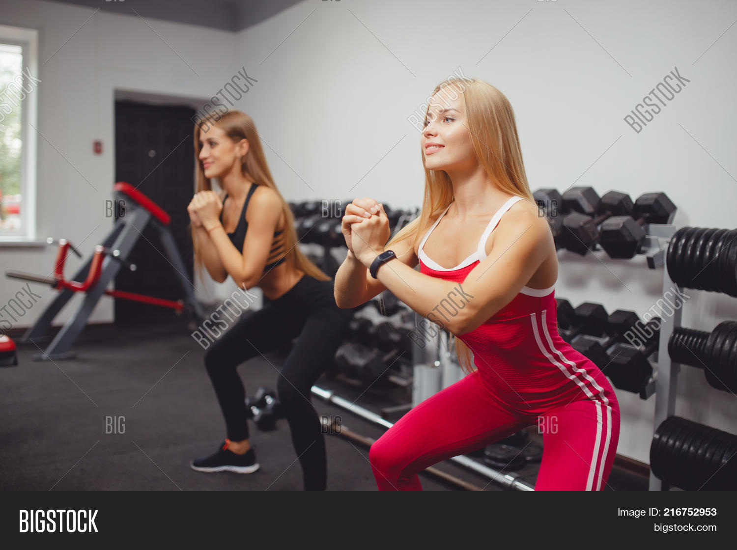 Two Girls Crouch Gym, Image & Photo (Free Trial) | Bigstock