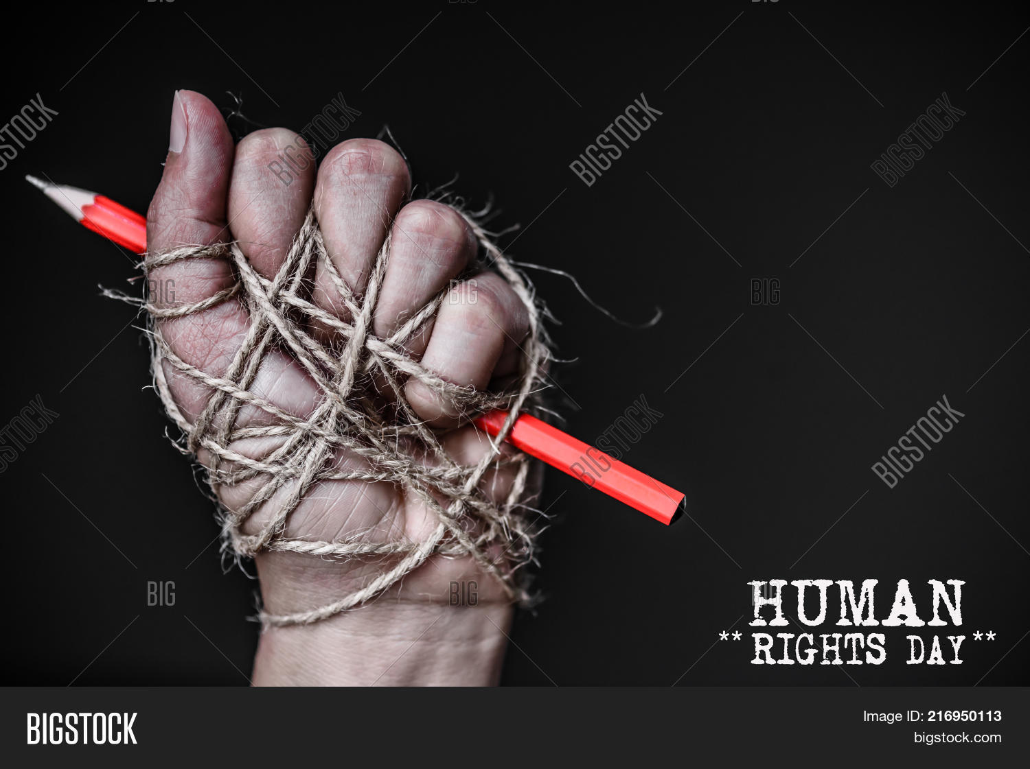 Hand Red Pencil Tied Image & Photo (Free Trial) | Bigstock