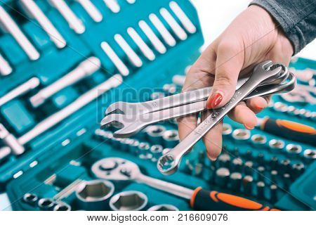 Woman Holding Tool Image & Photo (Free Trial) | Bigstock