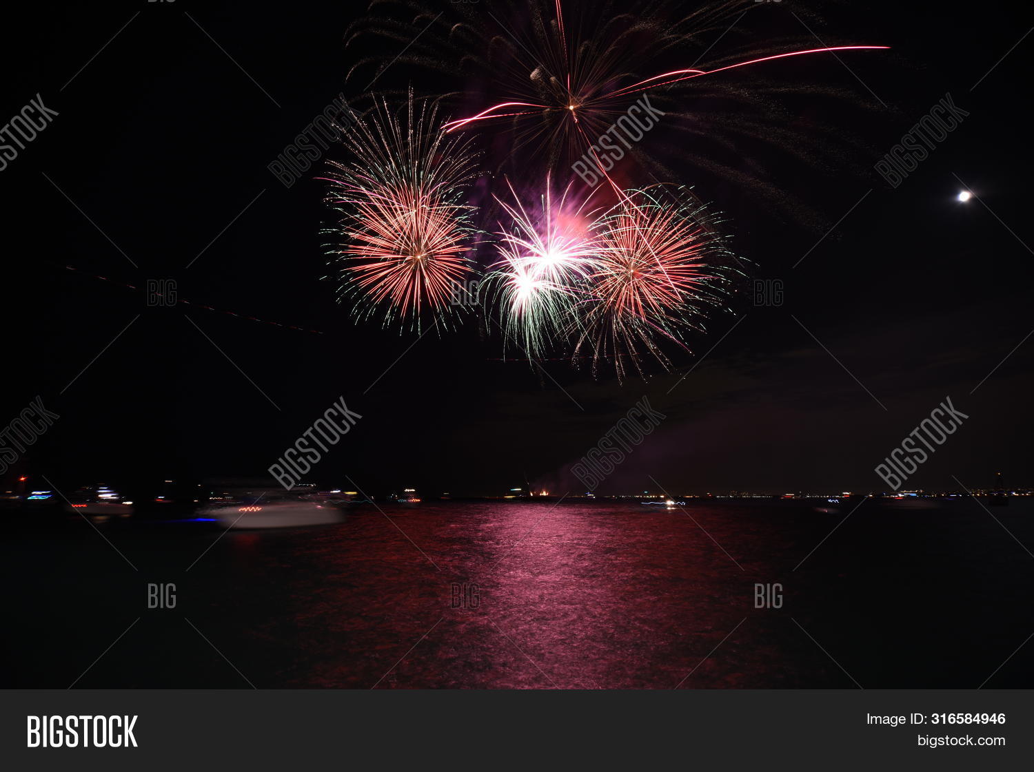 Fireworks On Lake Image & Photo (Free Trial) | Bigstock
