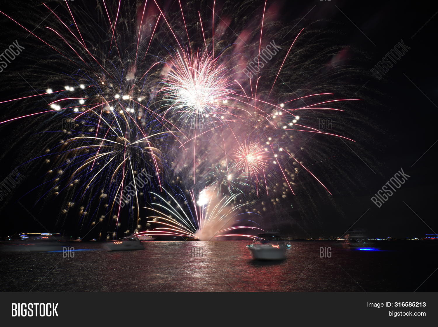 Fireworks On Lake Image & Photo (Free Trial) | Bigstock