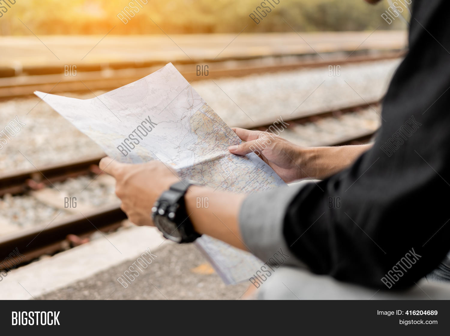 Traveler Using Map Image & Photo (Free Trial) | Bigstock