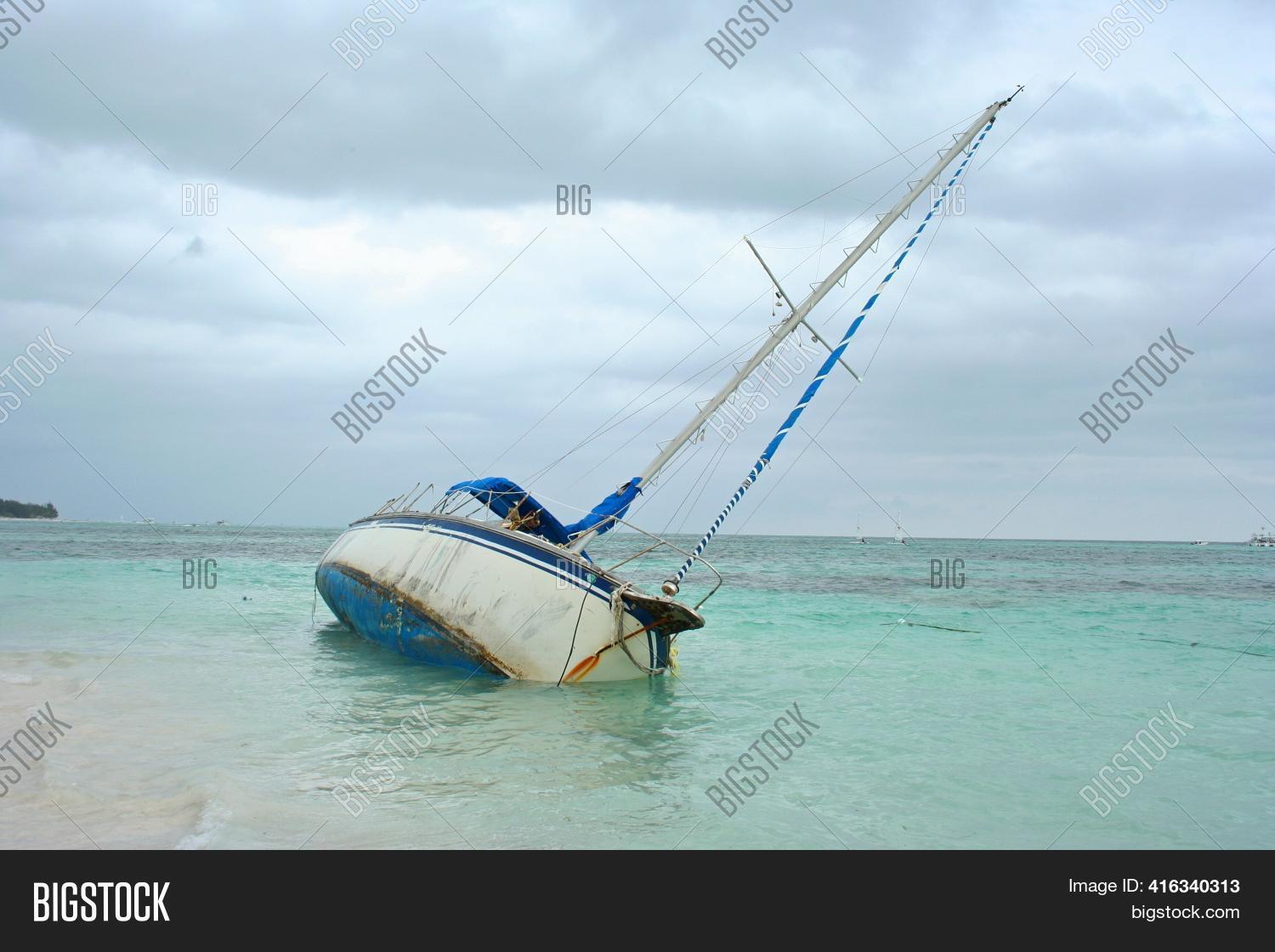 Sailboat Stranded On Image & Photo (Free Trial) | Bigstock