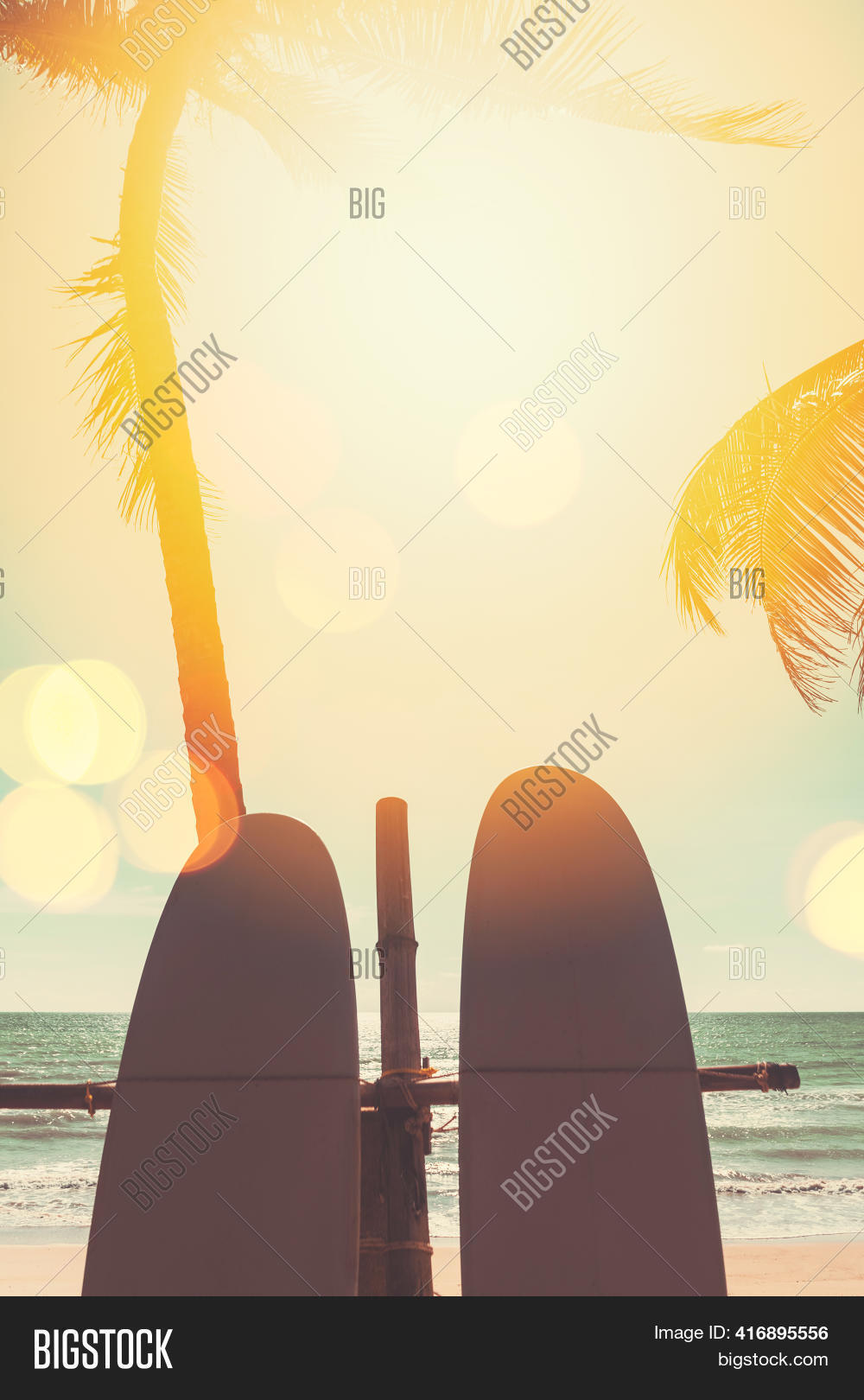 Surfboard Palm Tree On Image & Photo (Free Trial) | Bigstock