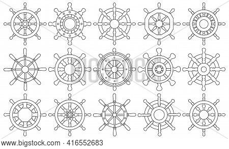 Ship Wheel Outline Vector & Photo (Free Trial) | Bigstock