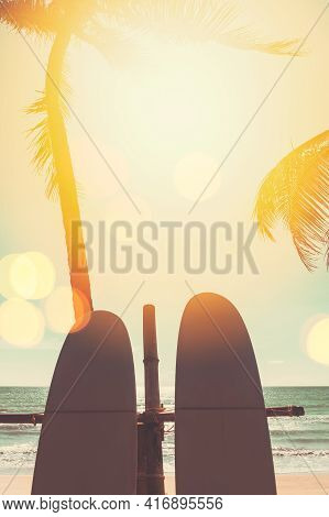 Surfboard Palm Tree On Image & Photo (Free Trial) | Bigstock